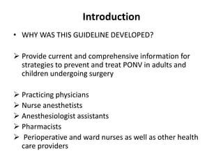 Consensus guidelines for the management of PONV | PPTX