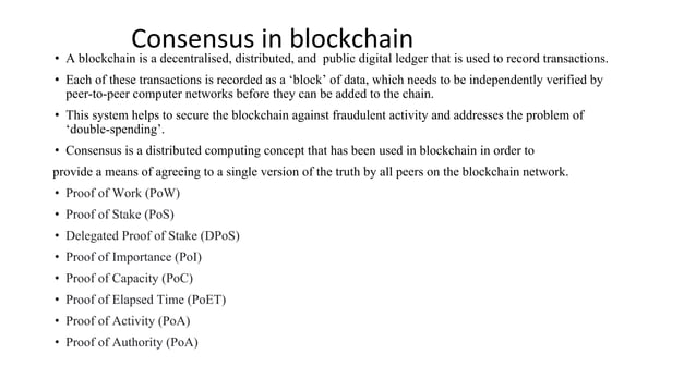 This pdf contains consensus mechanism its types and its need. | PDF
