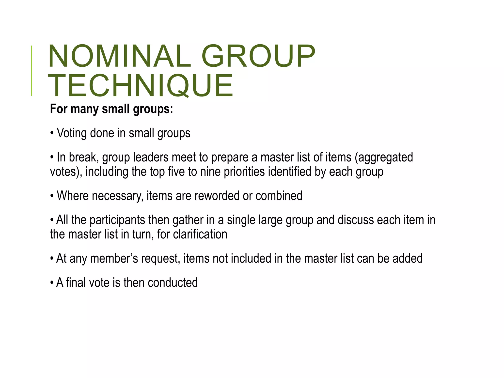 Consensus method - Nominal Group technique and Delhi technique | PPTX