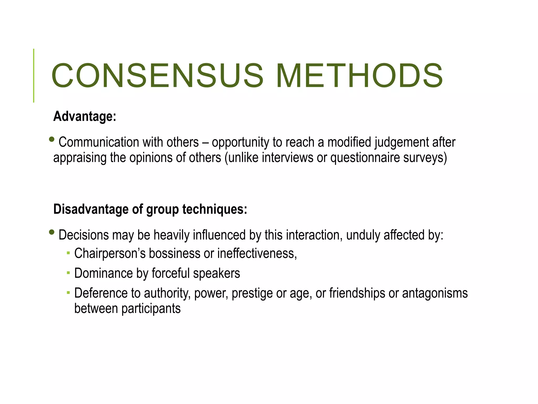 Consensus method - Nominal Group technique and Delhi technique | PPTX