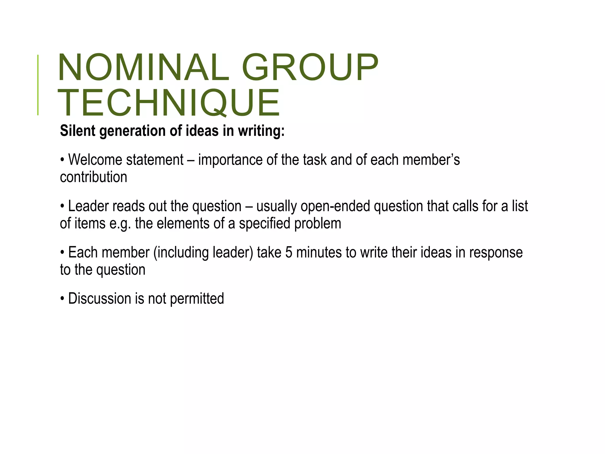Consensus method - Nominal Group technique and Delhi technique | PPTX