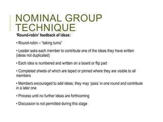 Consensus method - Nominal Group technique and Delhi technique | PPTX