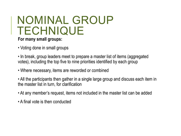 Consensus method - Nominal Group technique and Delhi technique | PPTX