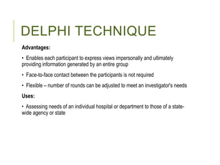 Consensus method - Nominal Group technique and Delhi technique | PPTX
