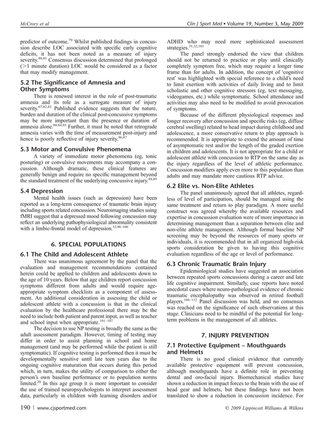 Consensus statement on concussion in sport | PDF