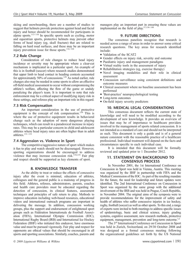 Consensus statement on concussion in sport | PDF