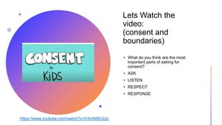 Consent and boundaries, year 5 6 | PPTX