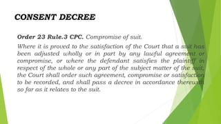 Consent Decree under order 23 civil procedure code and its caselaws.pptx