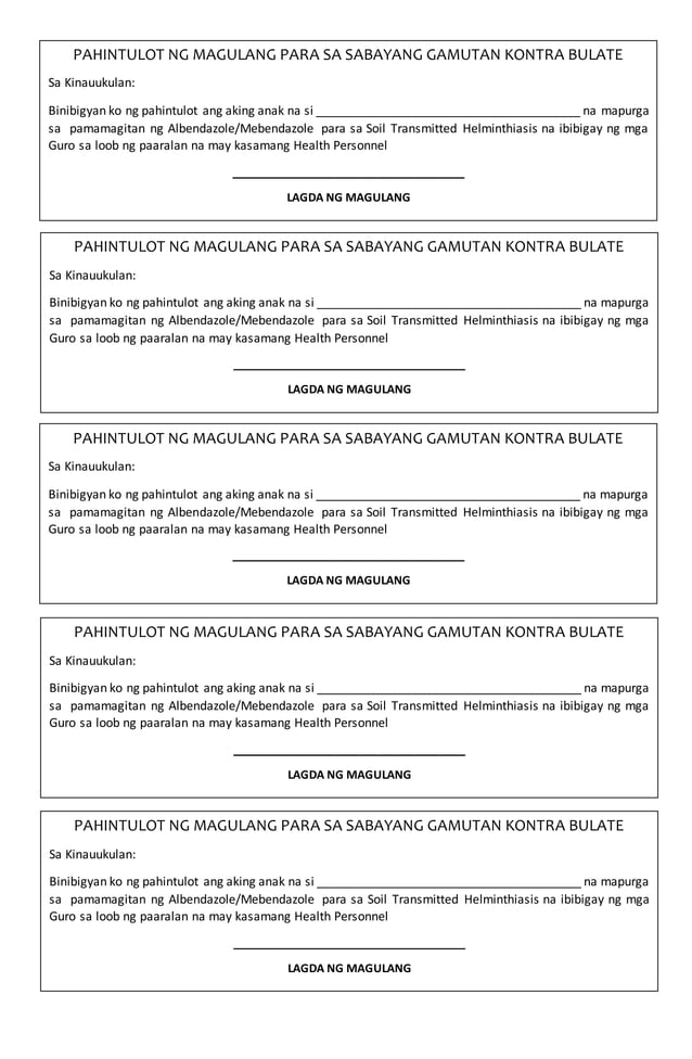 Consent deworming- "kontra bulate" | DOCX