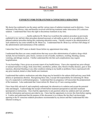 Consent for IV sedation | PDF