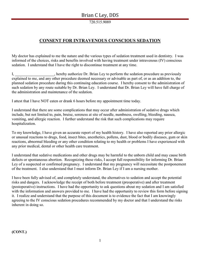 Consent for IV sedation | PDF