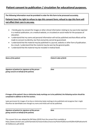 Consent for use of patient information | PDF