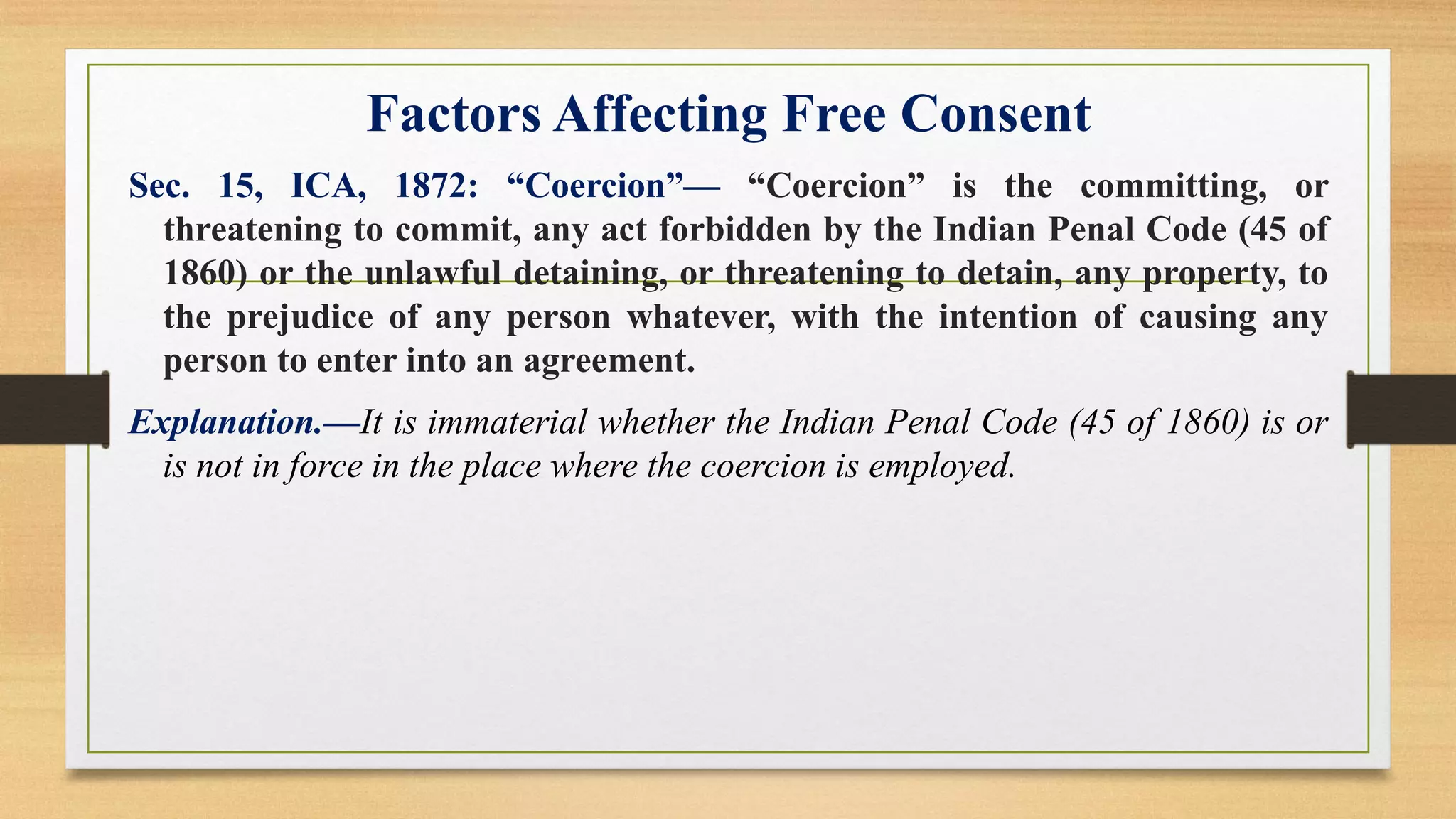 Consent, Free Consent and Factors Affecting Free Consent | PDF