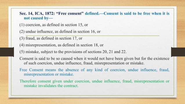Consent, Free Consent and Factors Affecting Free Consent | PPT