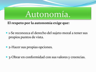 Consentimiento informado en relacion con la autonomia de los paciente ...