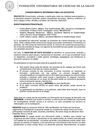 Consentimiento informado para los docentes | DOCX