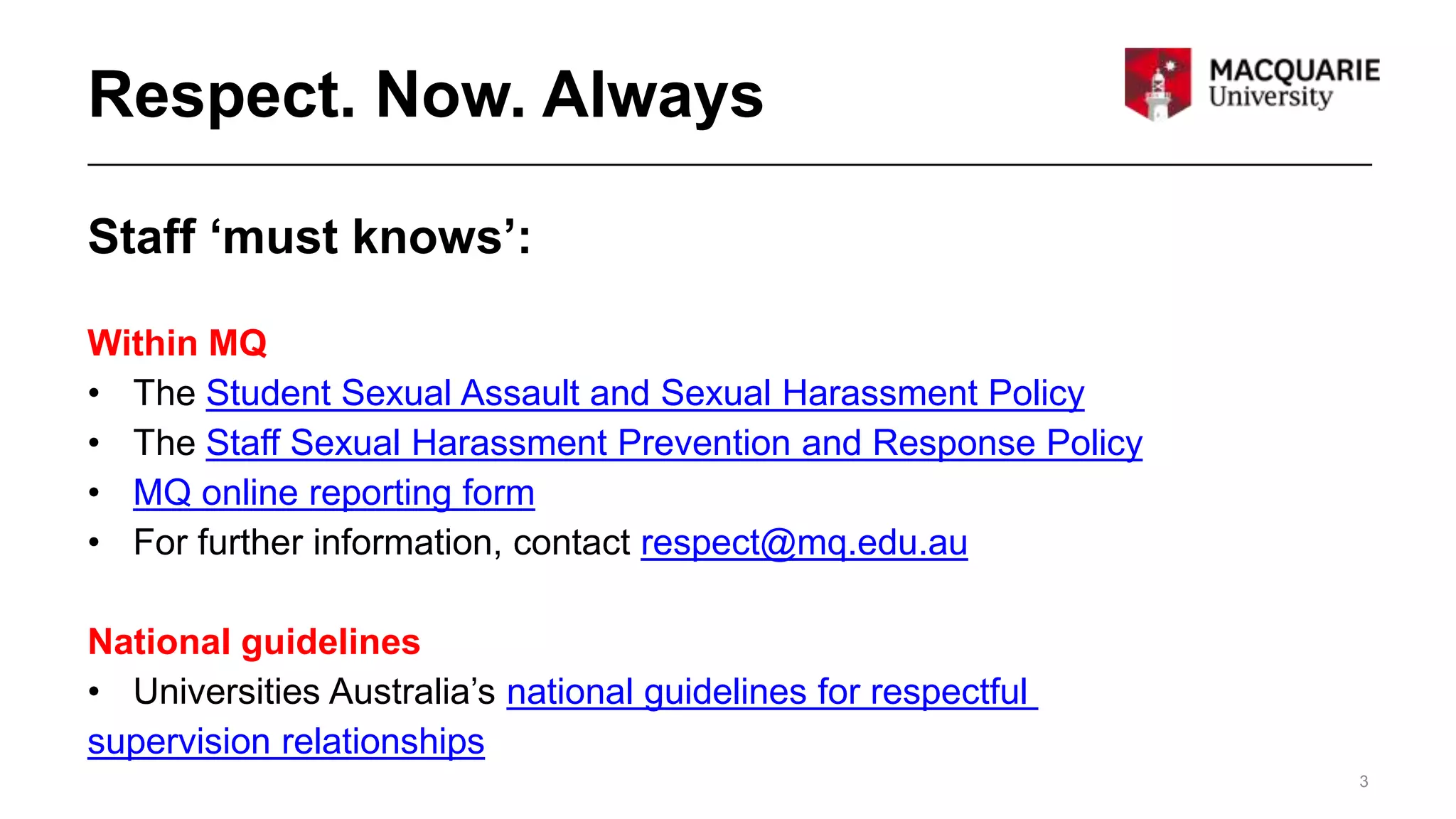 Consent matters and HDR Supervisors at MQ | PPT