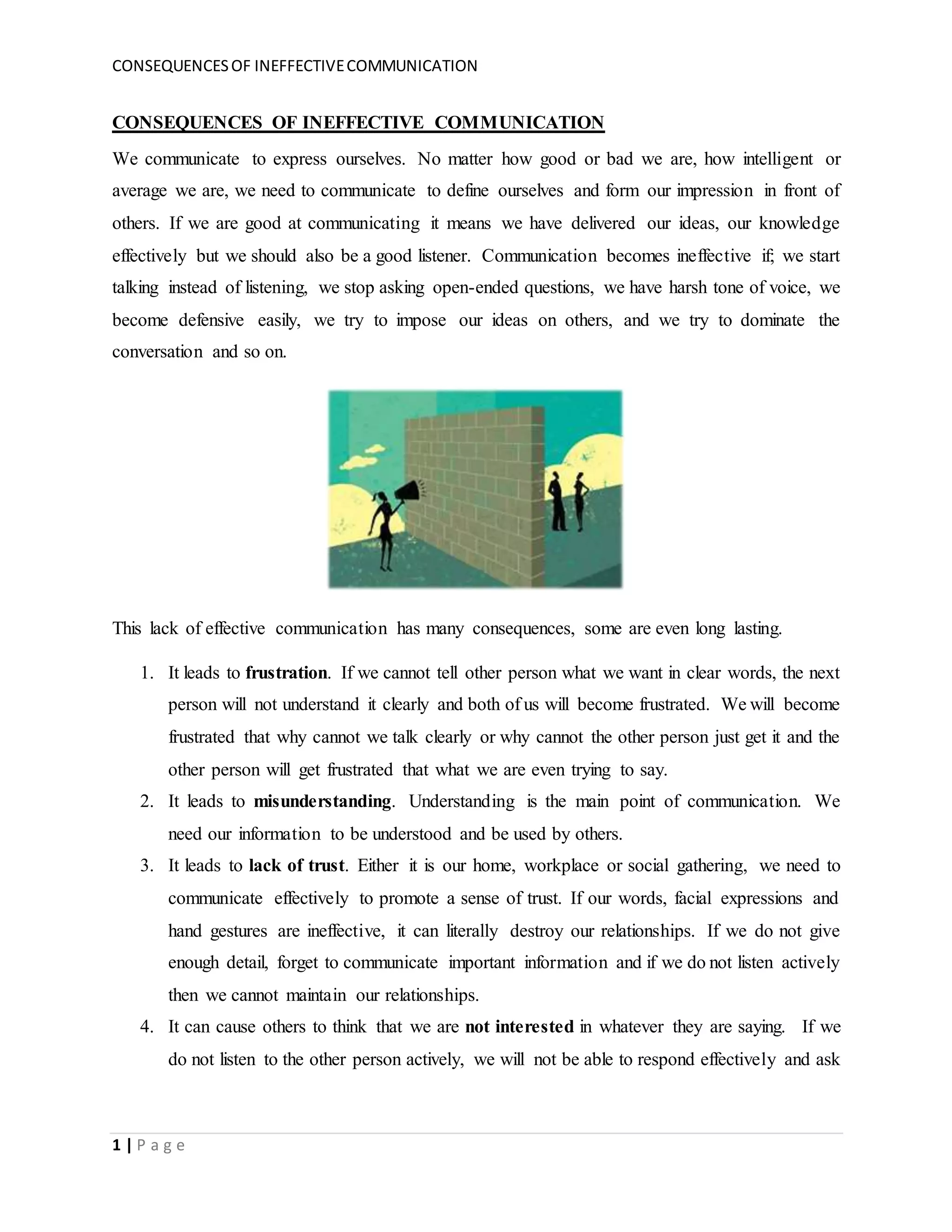 CONSEQUENCES OF INEFFECTIVE COMMUNICATION | DOCX | Computer Networking ...