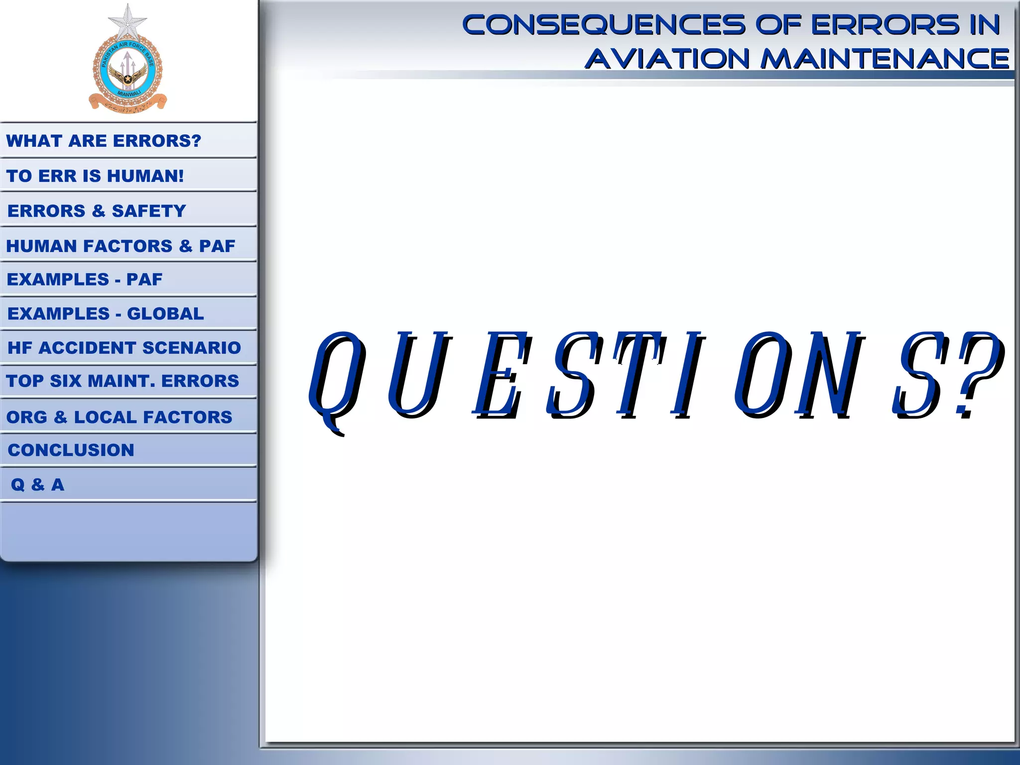 Consequences of Errors in Aviation | PPT