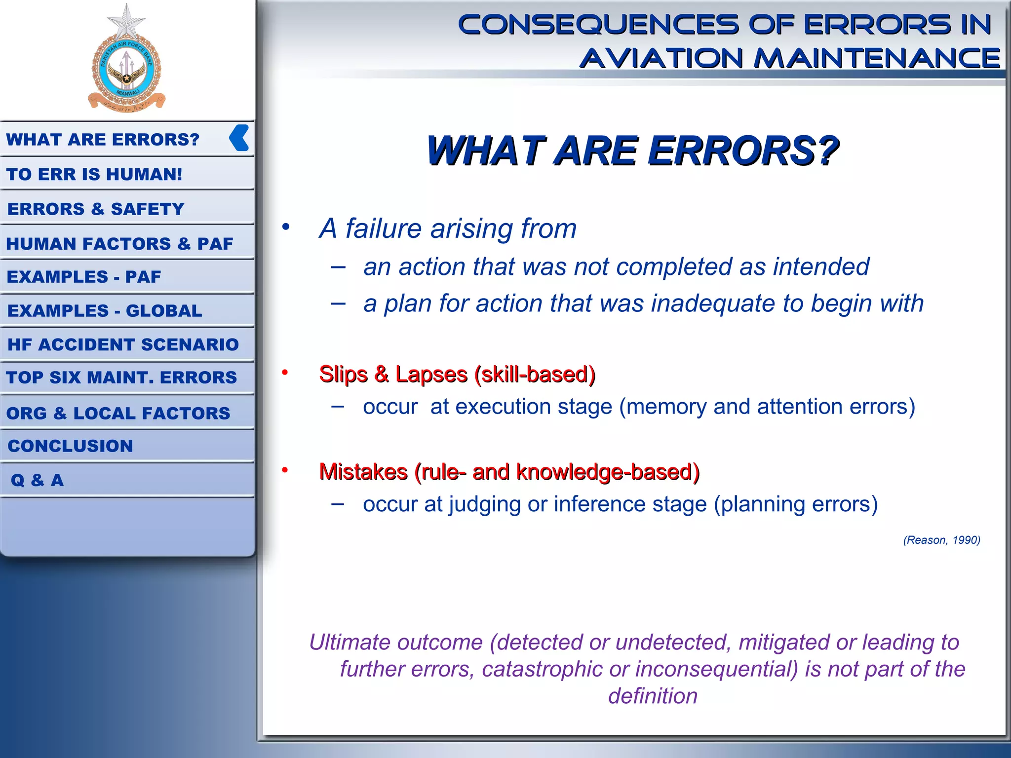 Consequences of Errors in Aviation | PPT