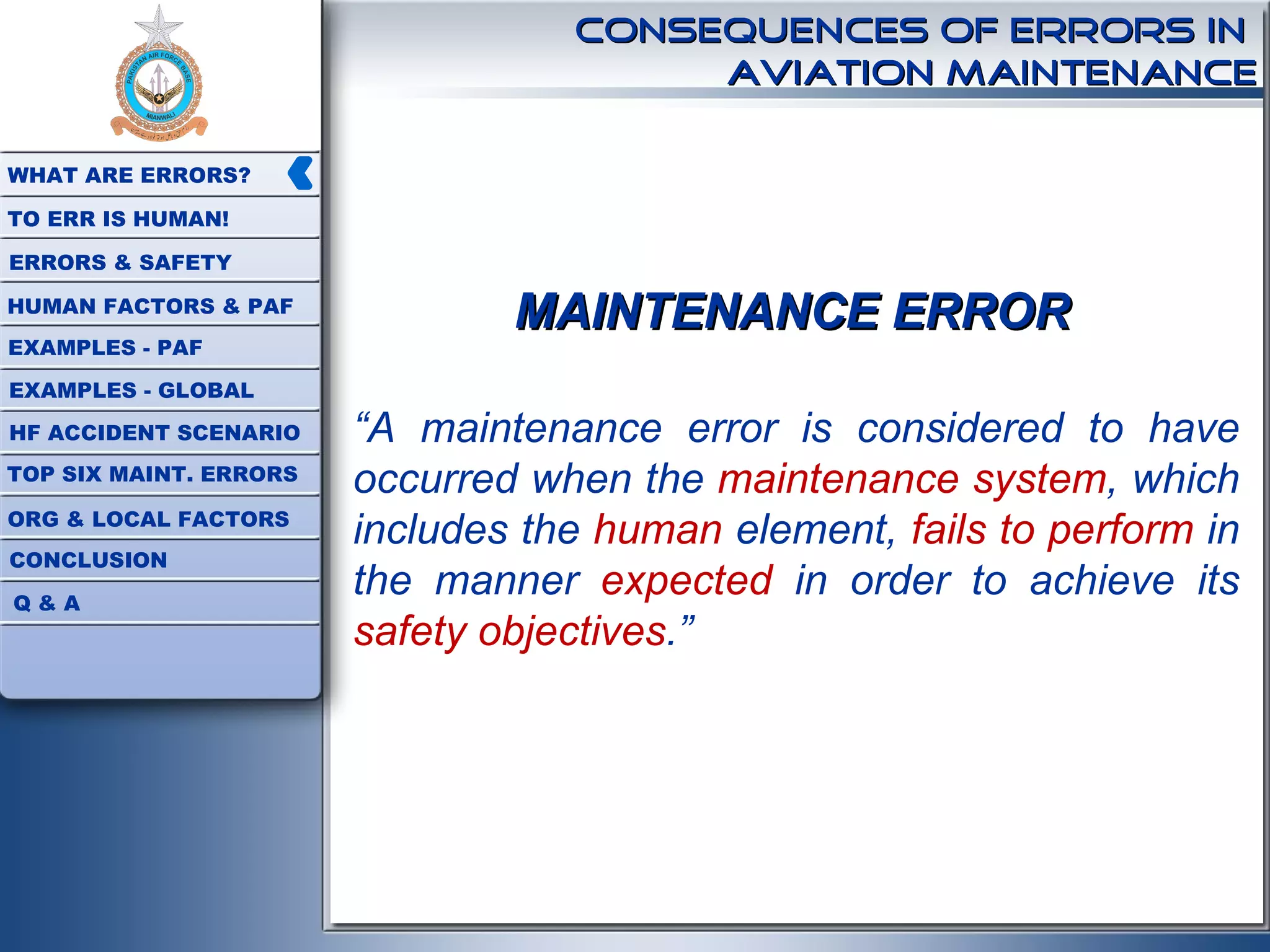 Consequences of Errors in Aviation | PPT