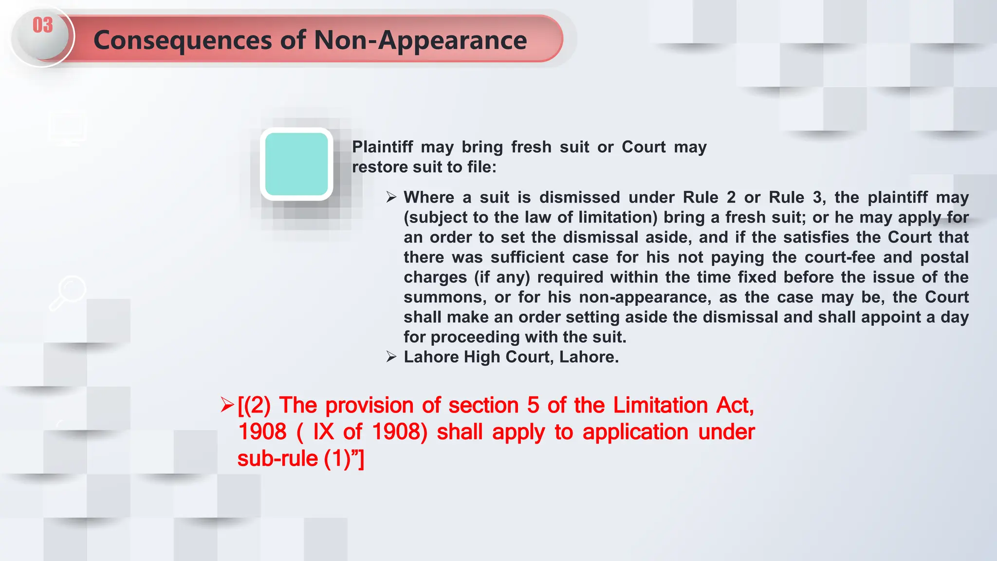 Consequences of non-appearance and setting aside of ex-parte ...