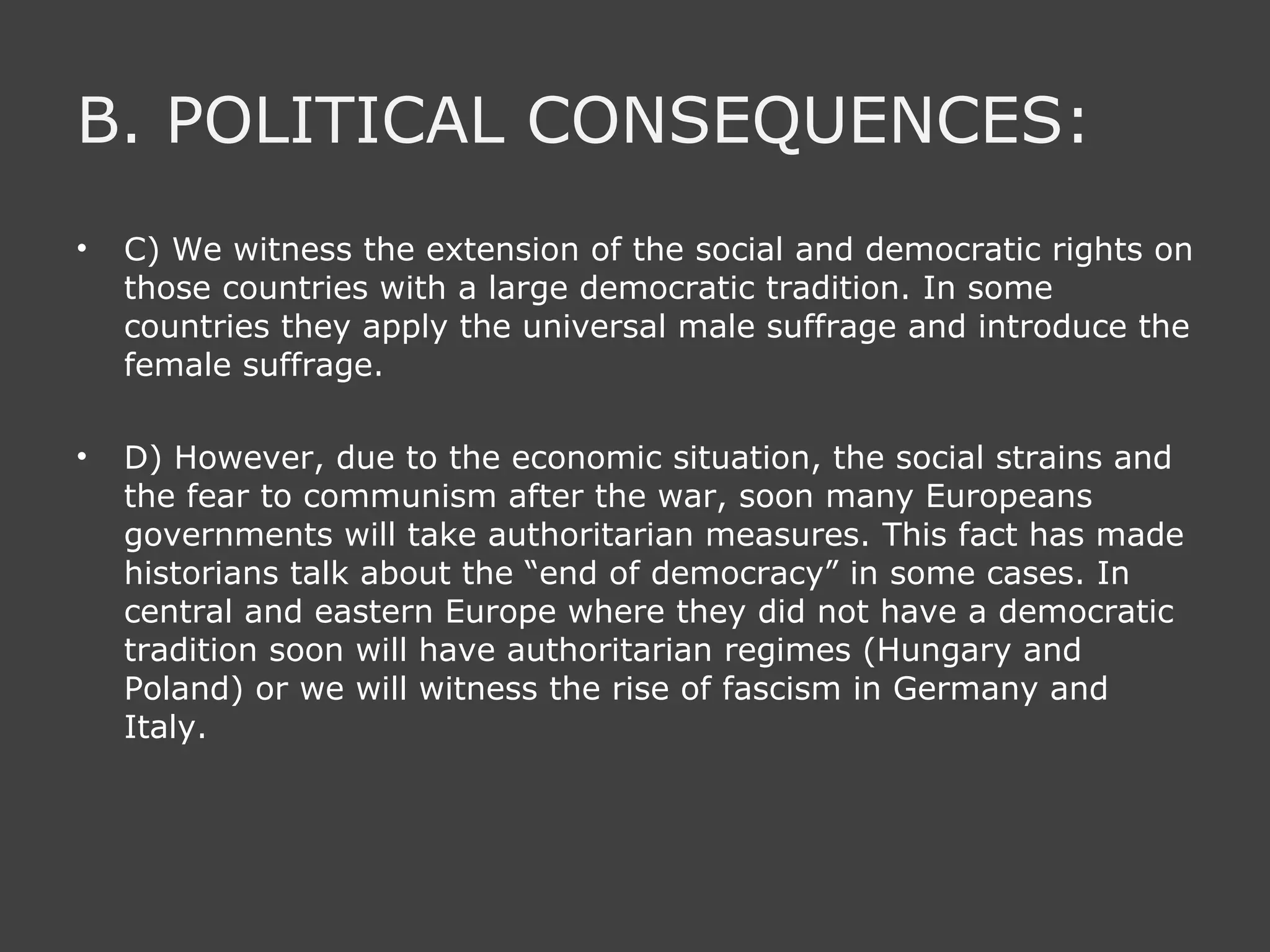 Consequences of the great war | PPT