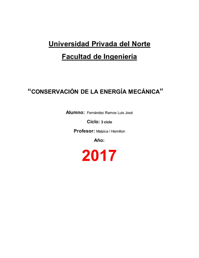 Conservacion de la energia | DOCX | Physics | Science