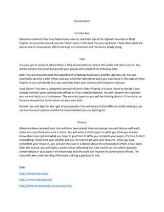 Conservation Webquest | DOCX | Education