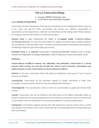 Conservation Concept, HIPPCO, Extinction crisis In-situ and ex situ ...