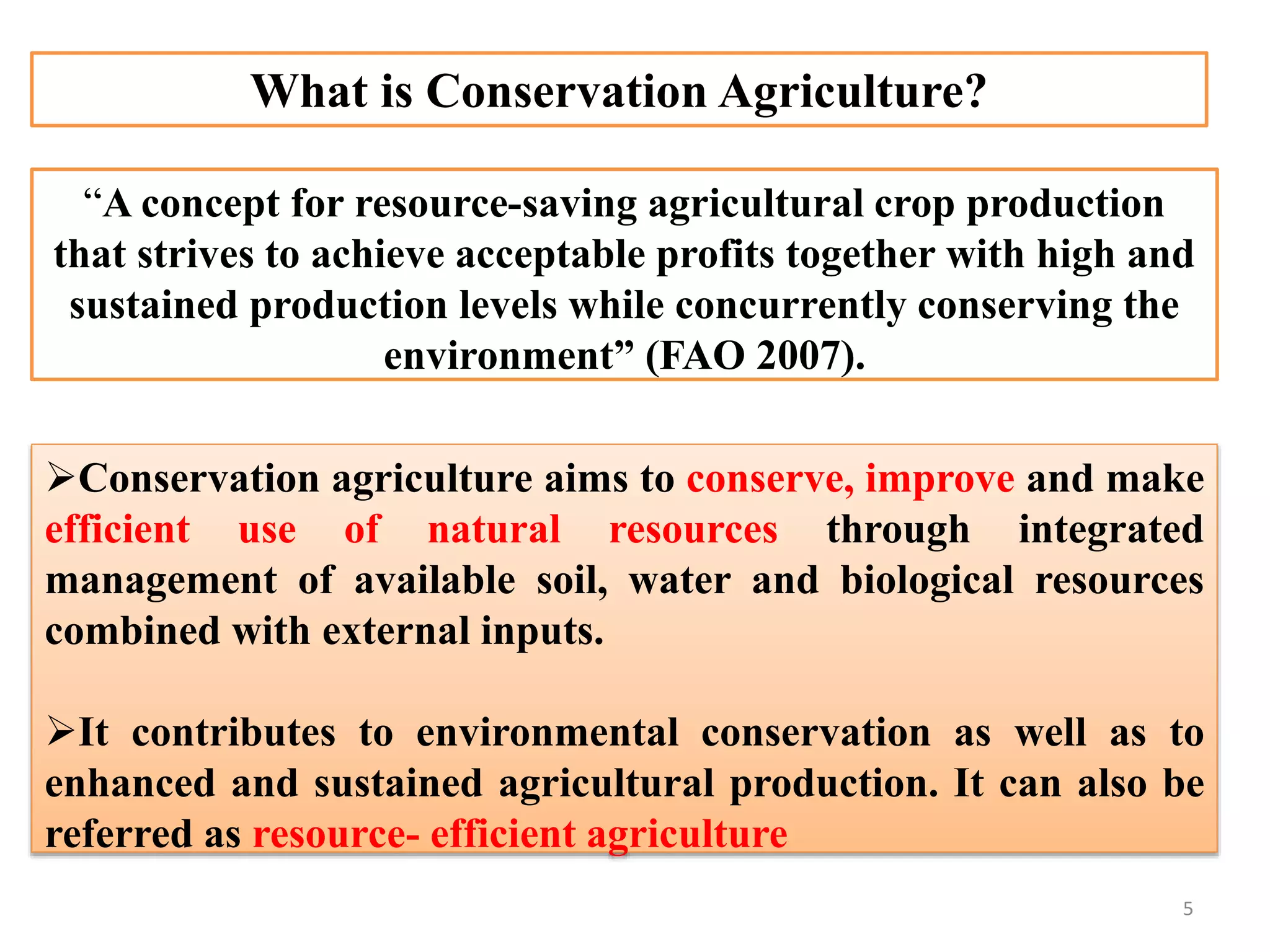 Conservation agriculture: impact on soil health and crop production | PPTX