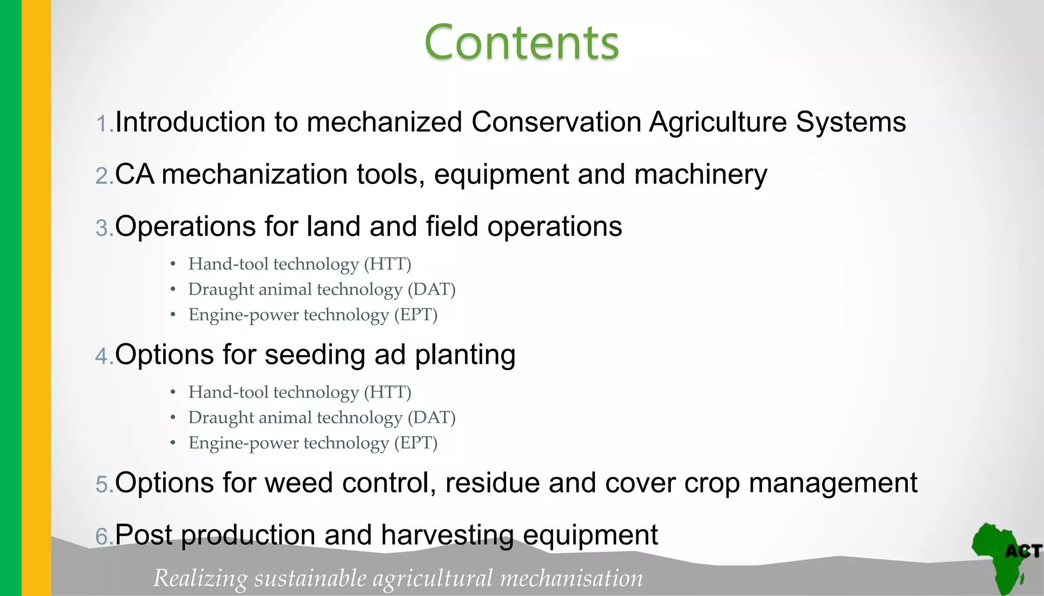 Conservation agriculture techniques in animal traction systems | PPTX
