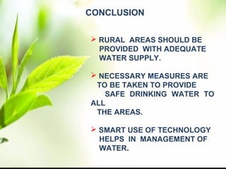 Conservation and management of water resources by smart monitoring of ...