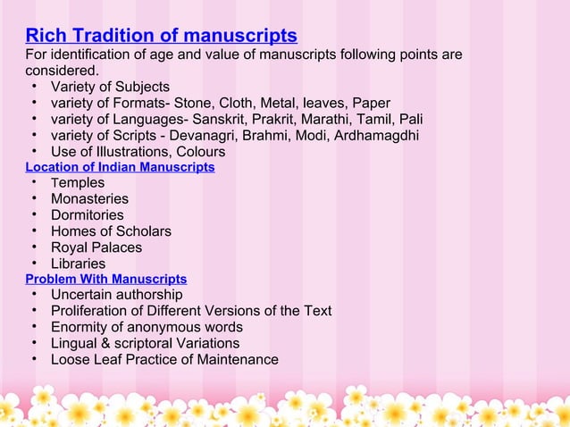 Conservation and preservation of archival materials and manuscripts 1 | PPT