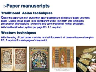 Conservation and preservation of manuscripts | PPT