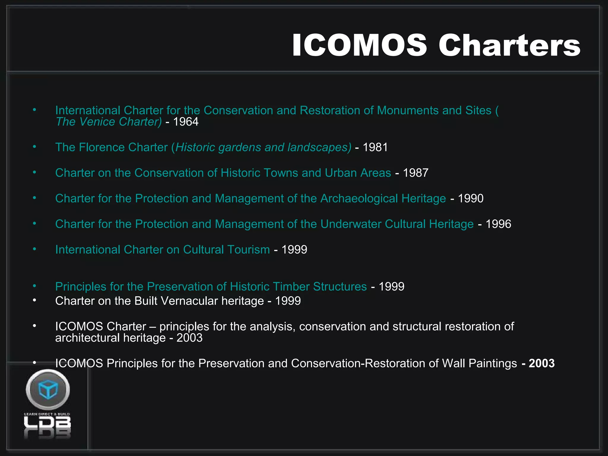 Conservation Charters and Philosophy | PPT