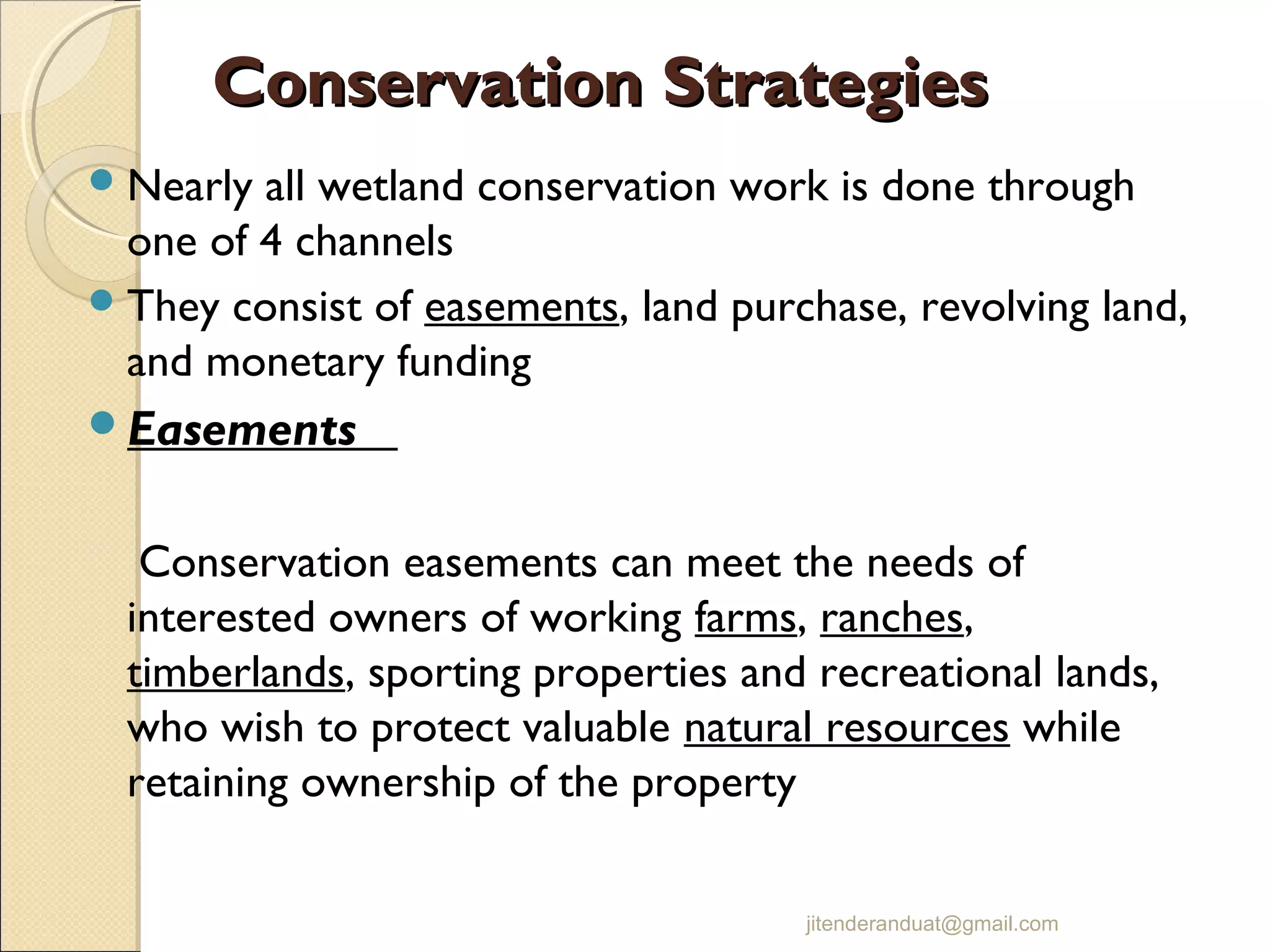 Conservation, management and restoration of wetlands | PPT