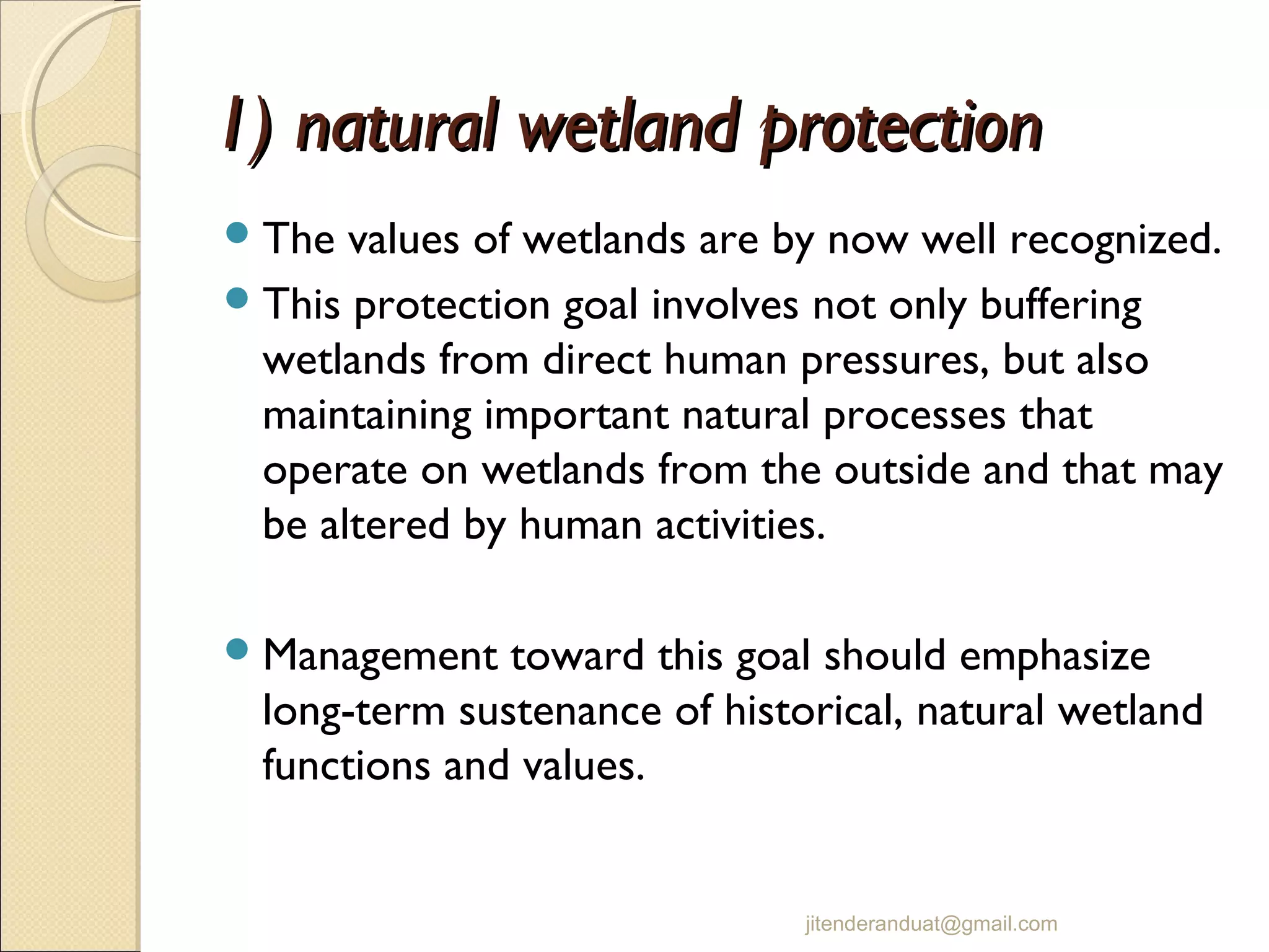 Conservation, management and restoration of wetlands | PPT