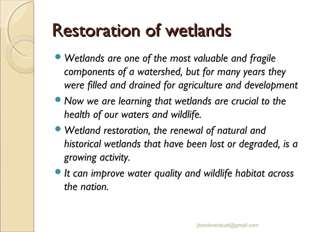 Conservation, management and restoration of wetlands | PPT ...