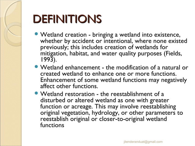 Conservation, management and restoration of wetlands | PPT ...