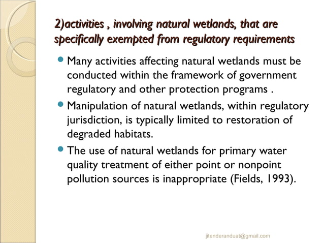Conservation, management and restoration of wetlands | PPT ...