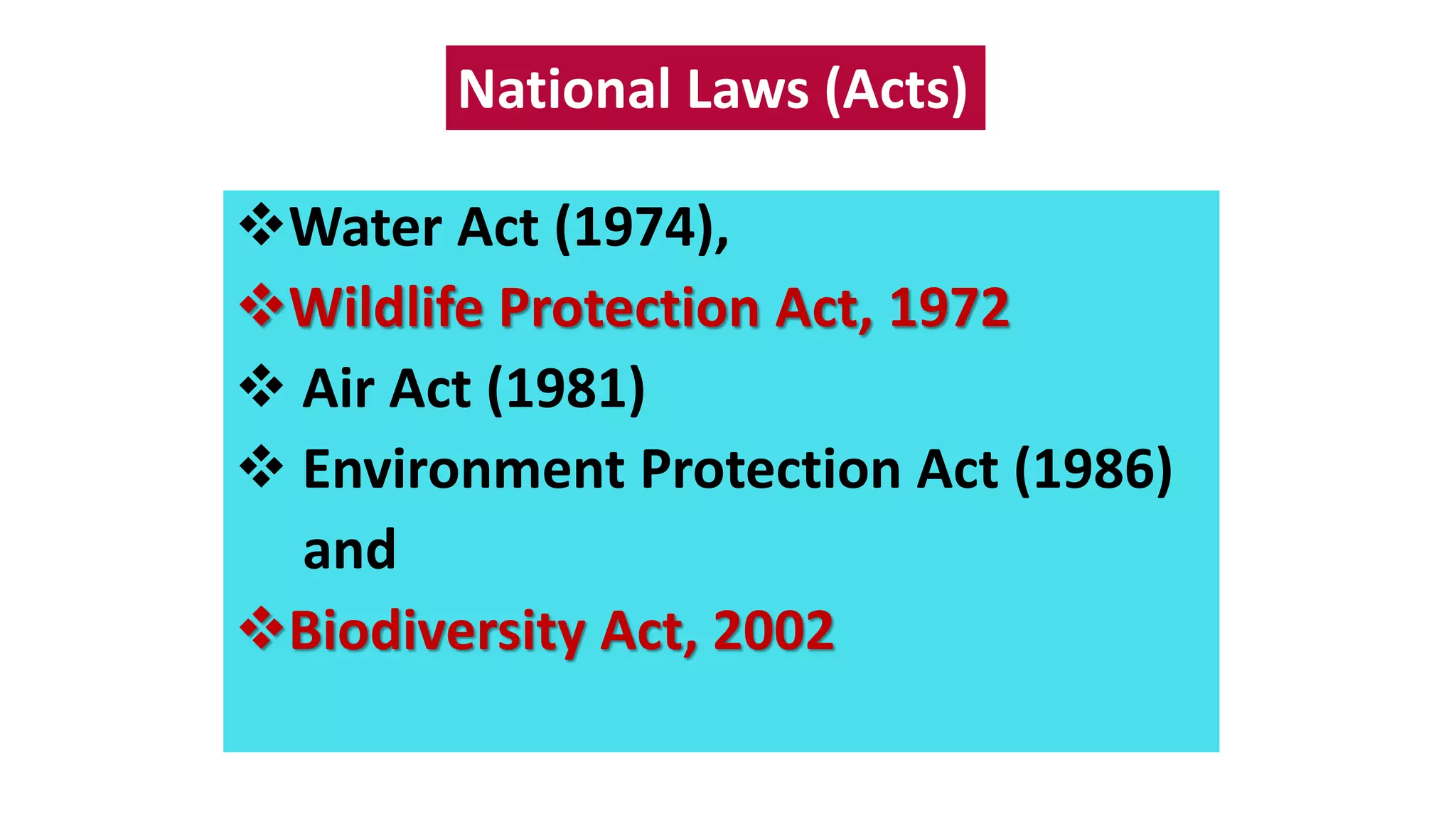 Conservation of biodiversity acts and laws...... | PPT