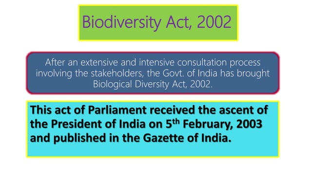 Conservation of biodiversity acts and laws...... | PPT | Environment ...