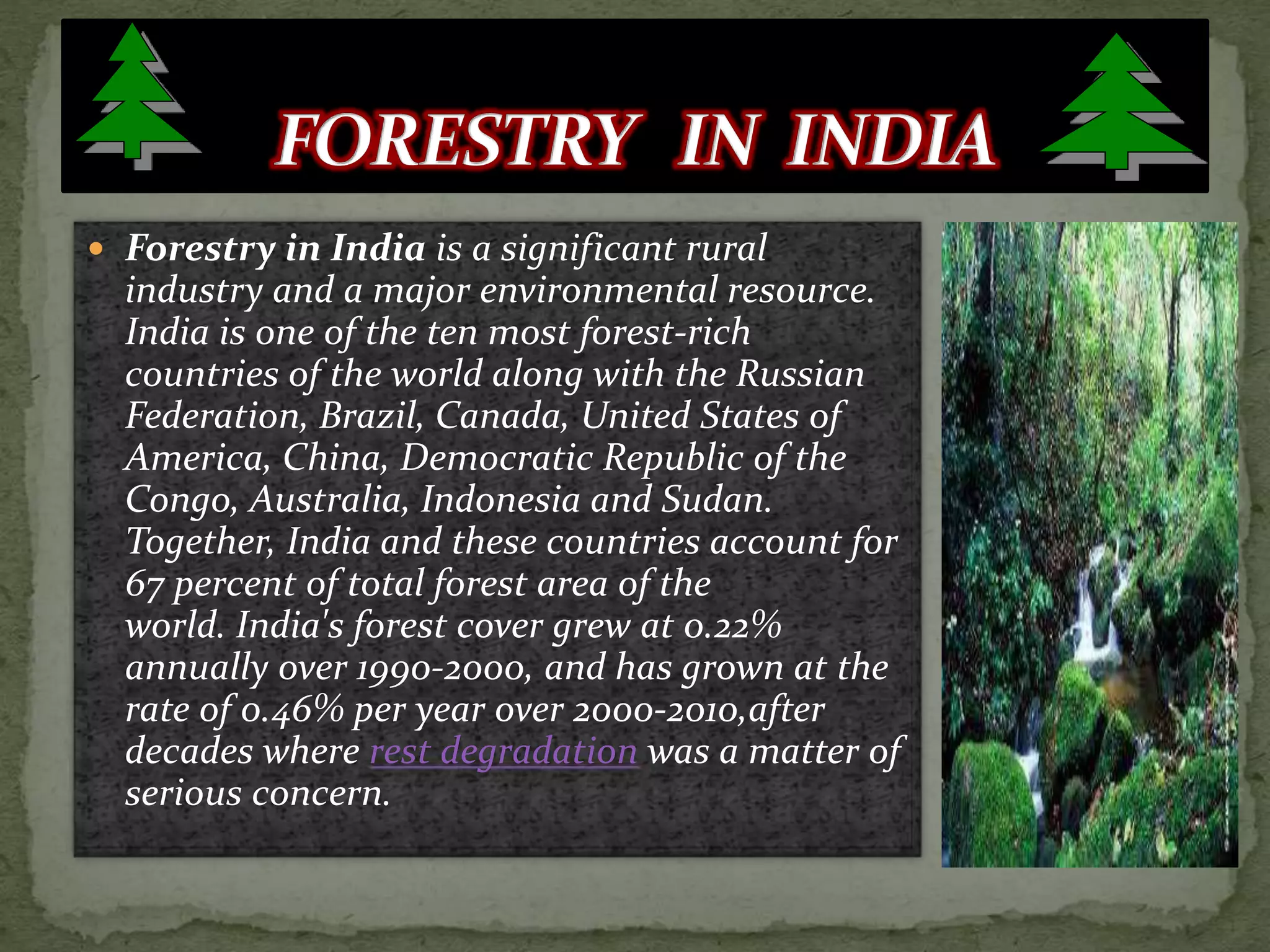 Conservation of forests | PPTX | Agriculture | Industries