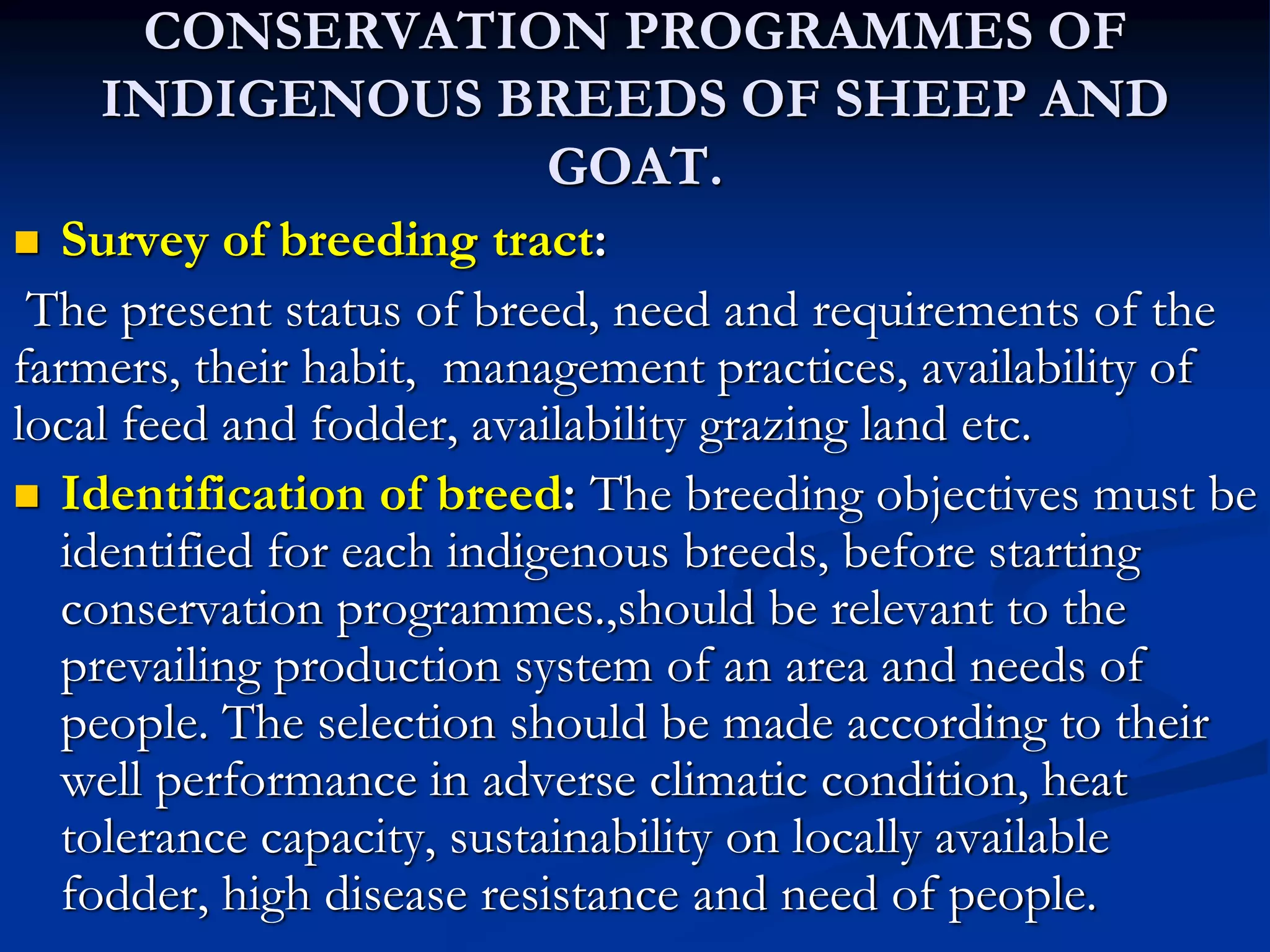 Conservation of genetic resources of sheep and goats | PPT