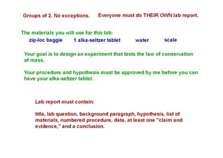 Conservation Of Mass Lab | PDF