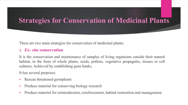 Conservation of medicinal plants | PPT