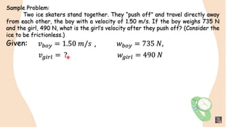Conservation of Momentum. Grade 9 lesson. | PPTX