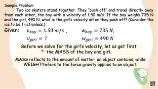 Conservation of Momentum. Grade 9 lesson. | PPTX