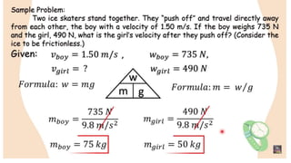 Conservation of Momentum. Grade 9 lesson. | PPTX